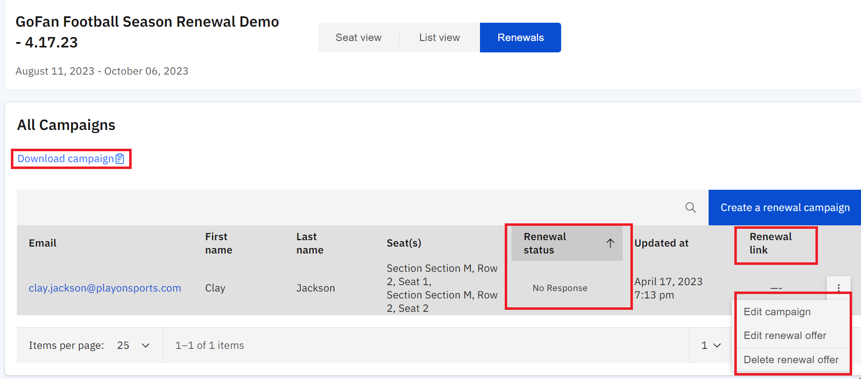 How to Manage Season Renewal Campaigns for Reserved Seating