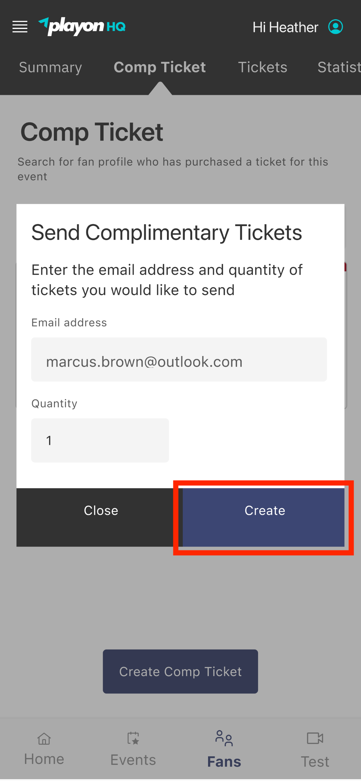How to Provide a Complimentary Ticket in Mobile HQ