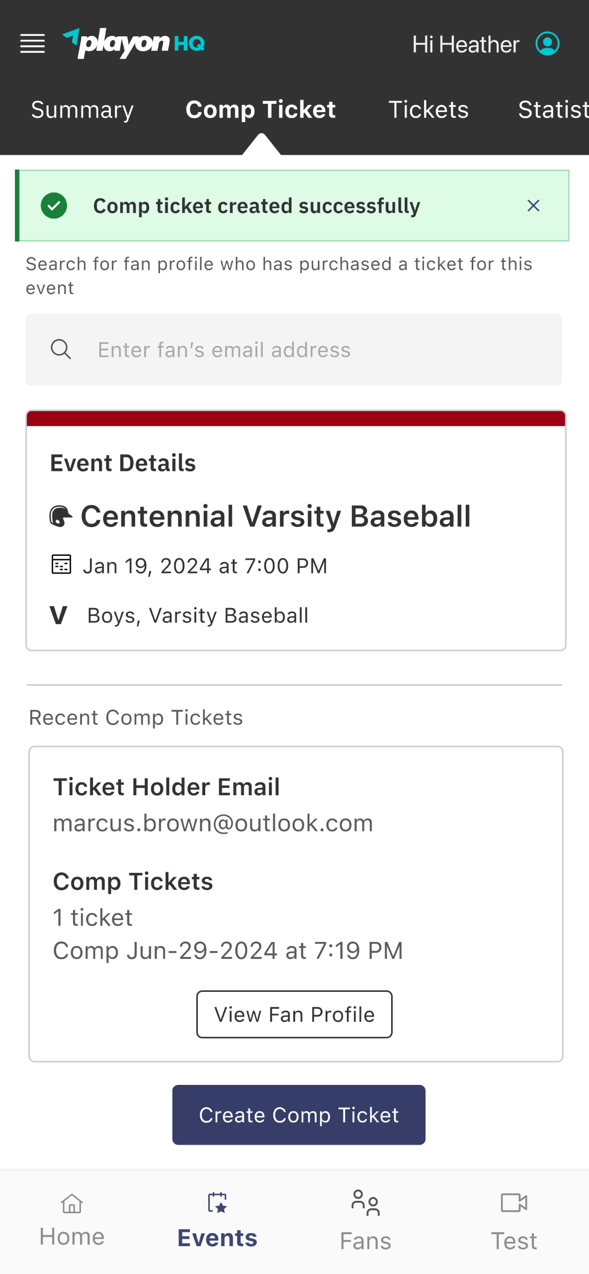 How to Provide a Complimentary Ticket in Mobile HQ