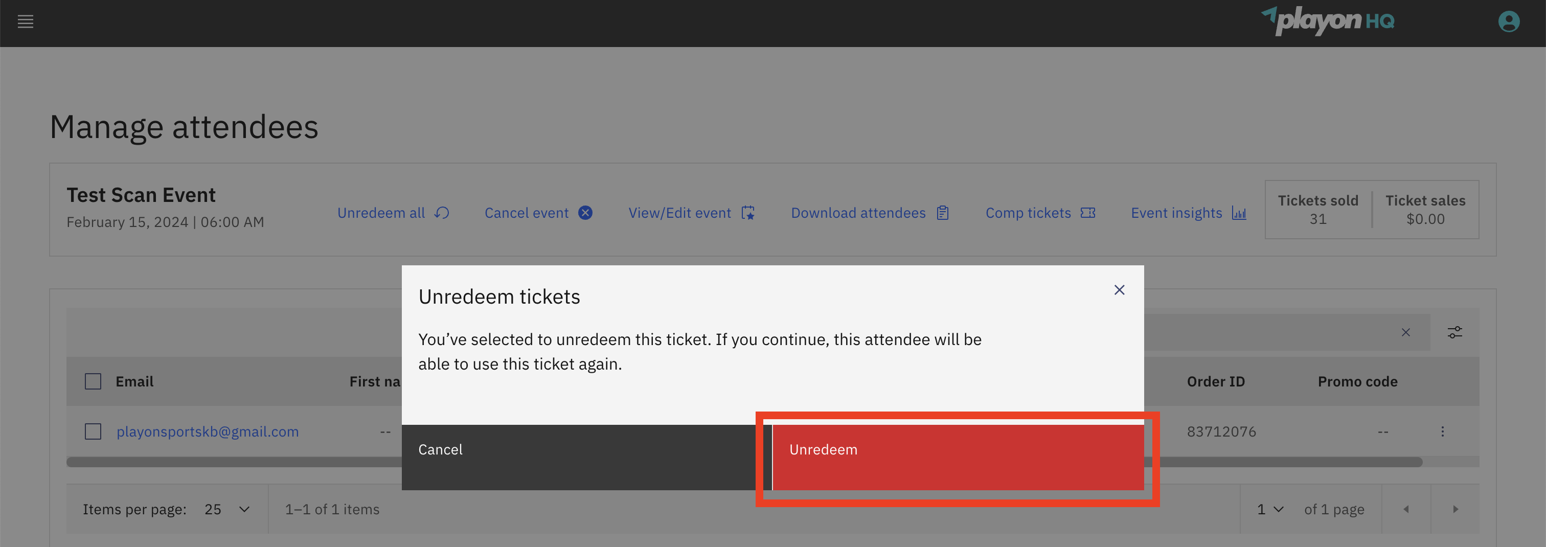 How to Unredeem a Ticket